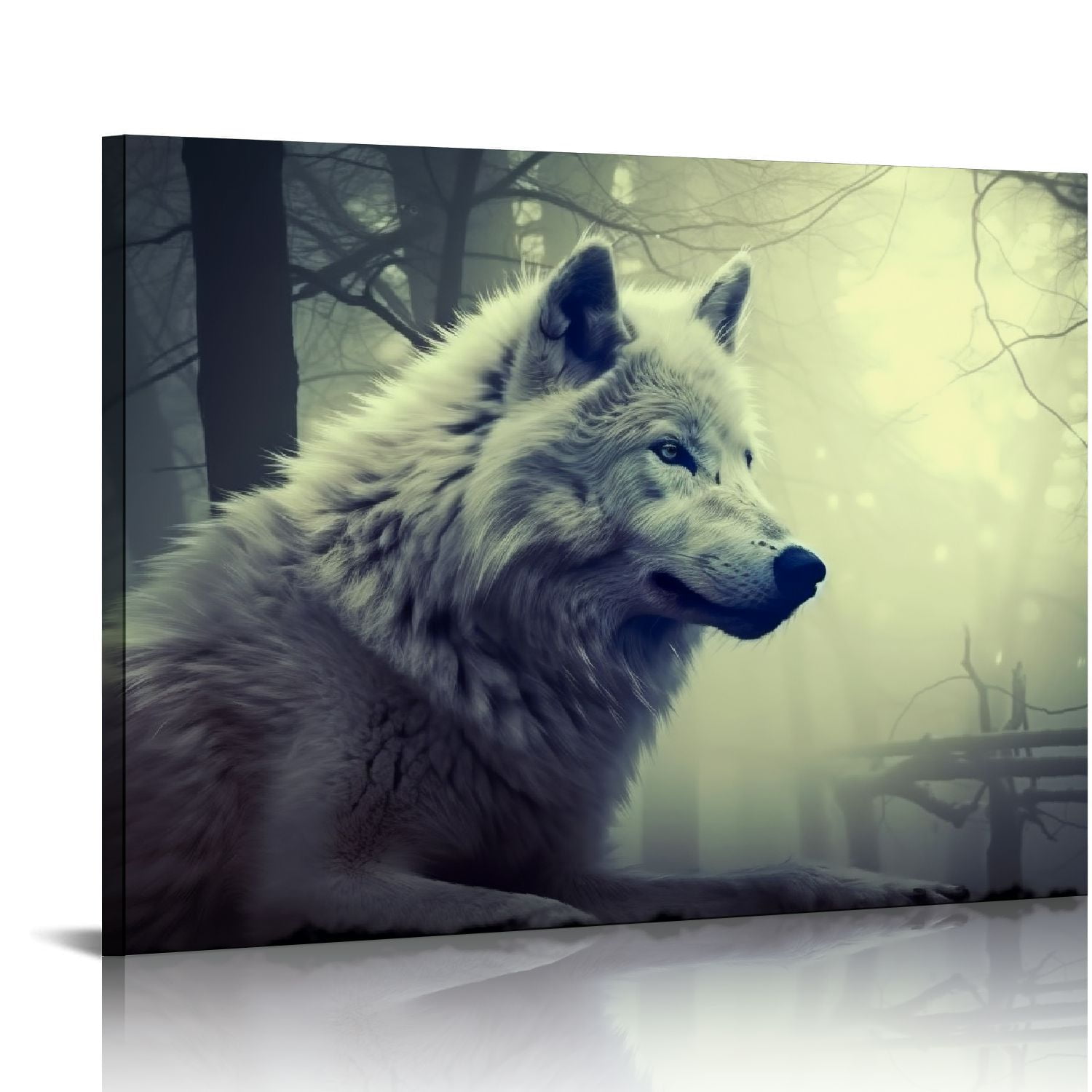 Nawypu Wolf Canvas Wall Art - Wolf Lying On A Mountain Gazing At Far ...