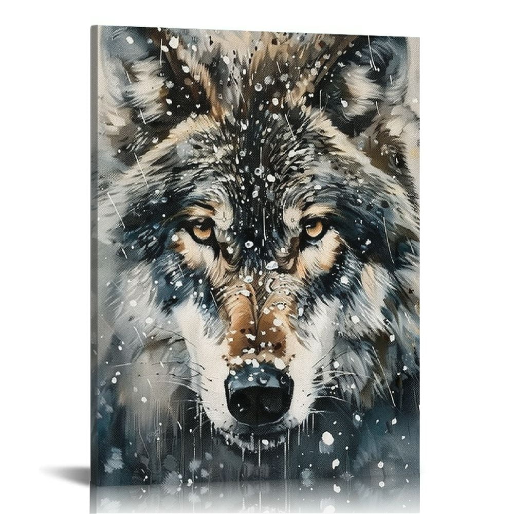 Nawypu Wolf Canvas Wall Art Watercolor Animal Paintings Prints Wildlife ...