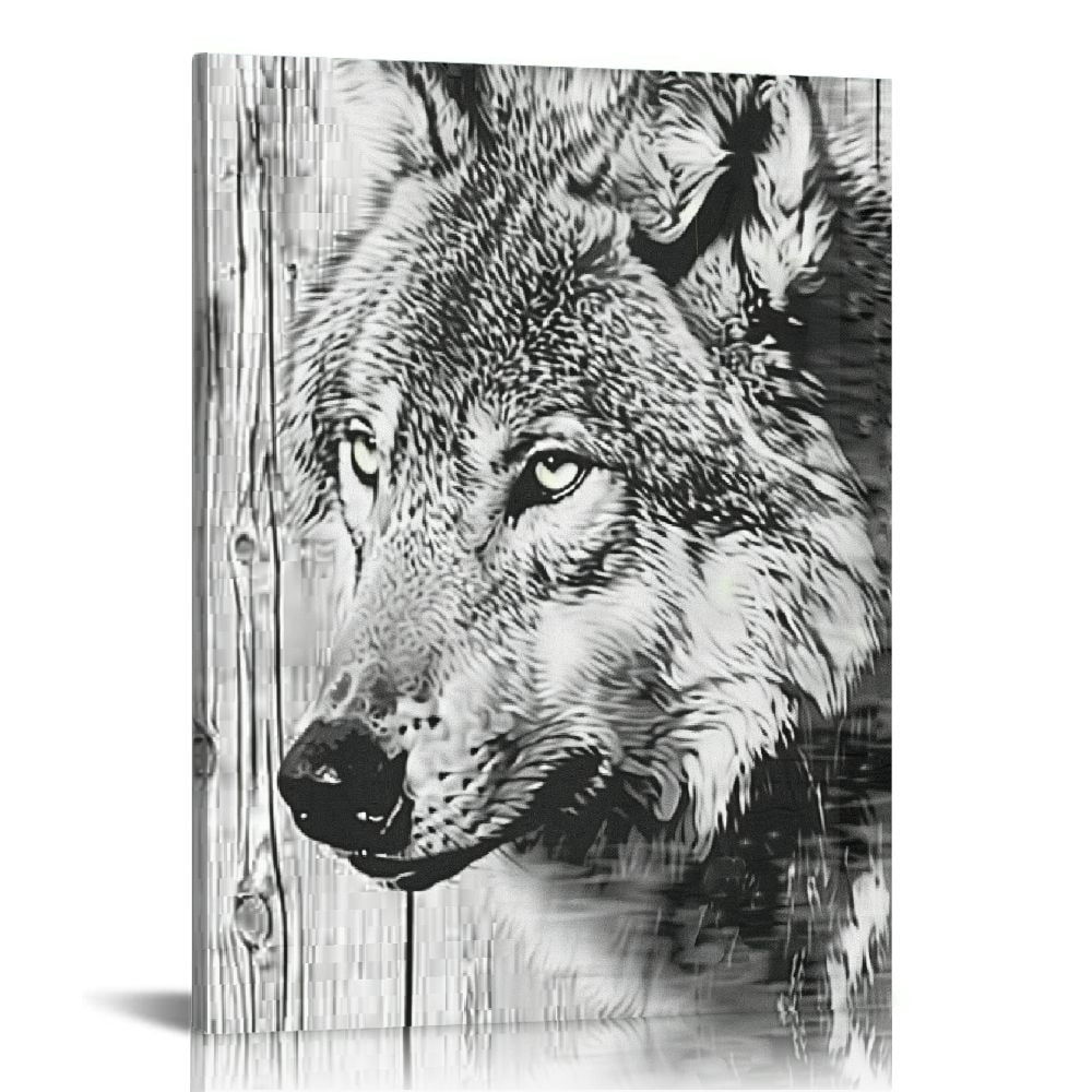 Nawypu Wolf Couple Canvas Wall Art Rustic Wildlife Animal Picture ...