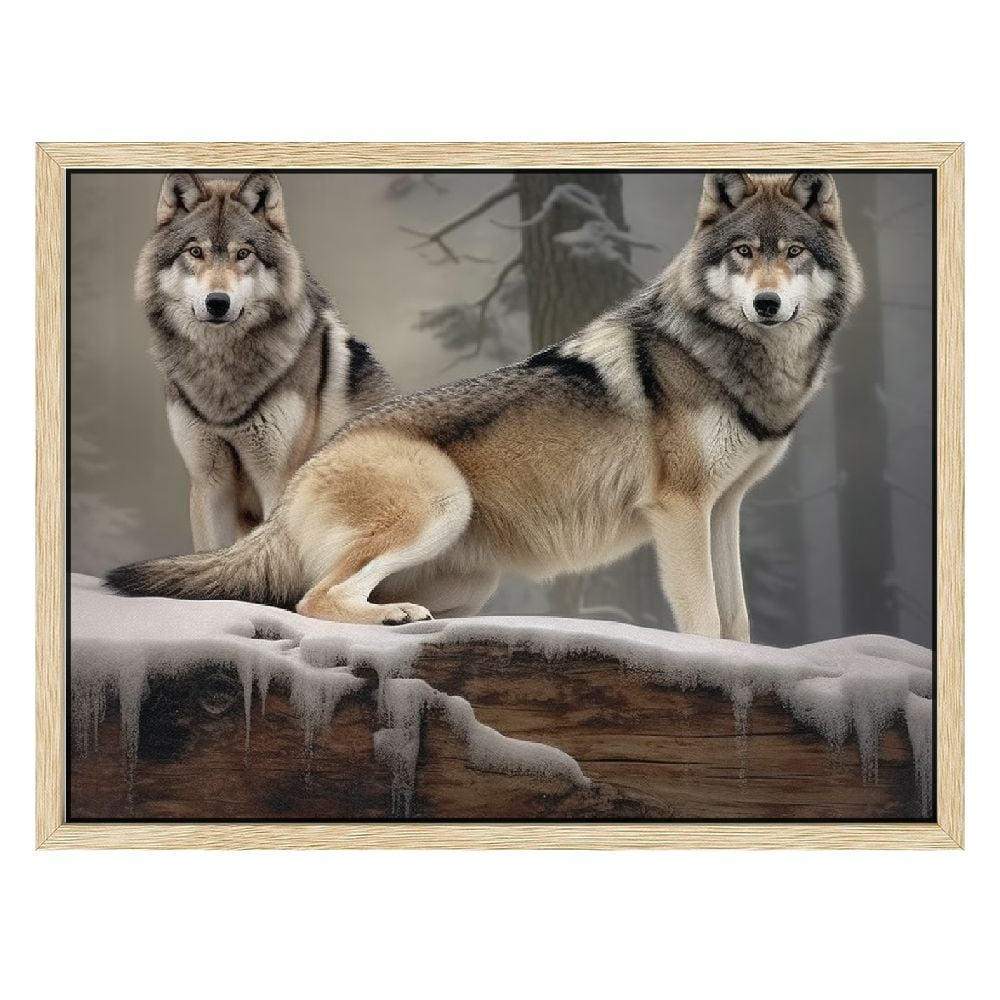 Nawypu Wolf Framed Wall Art Decor: Western Farm Wooden Painting Wild ...