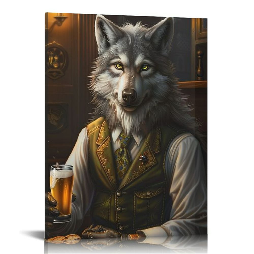 Nawypu Wolf In Bar Wall Art, Wild Animals Nature Landscape Portrait ...