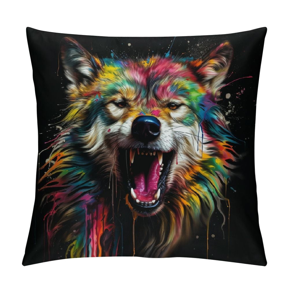 Nawypu Wolf Pillow Covers Tie Dye Throw Pillow Covers Safari Animals ...