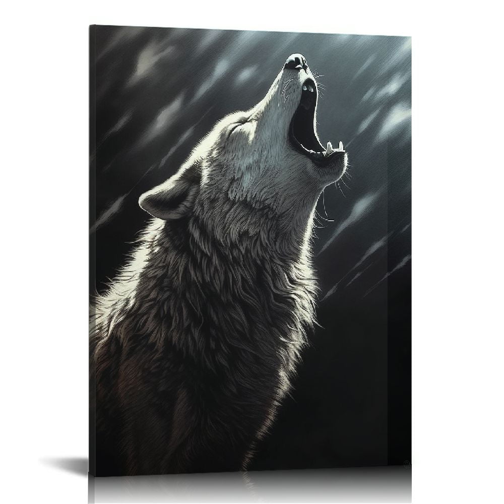 Nawypu Wolf Retro Wall Decor Wolves Poster Black and White Abstract ...