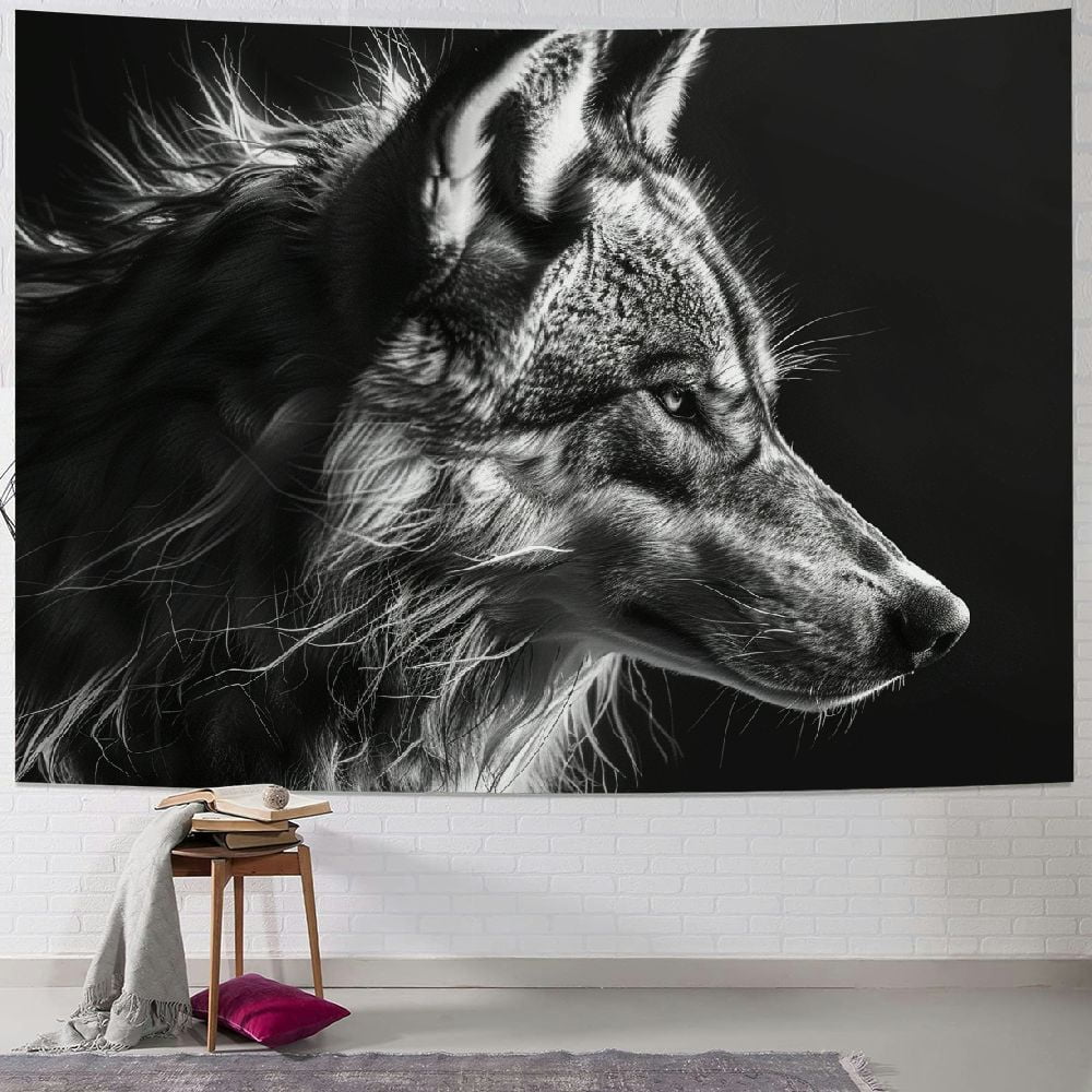 Nawypu Wolf Tapestry Cool Animals Artistic Handsome Wolf Head Aesthetic ...