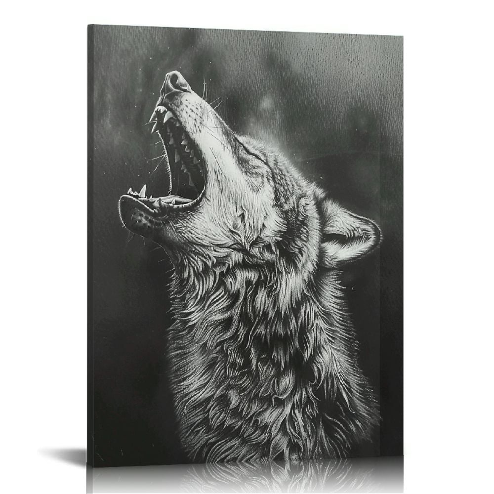 Nawypu Wolf Wall Decoration Wolf Poster Black And White Abstract Canvas ...