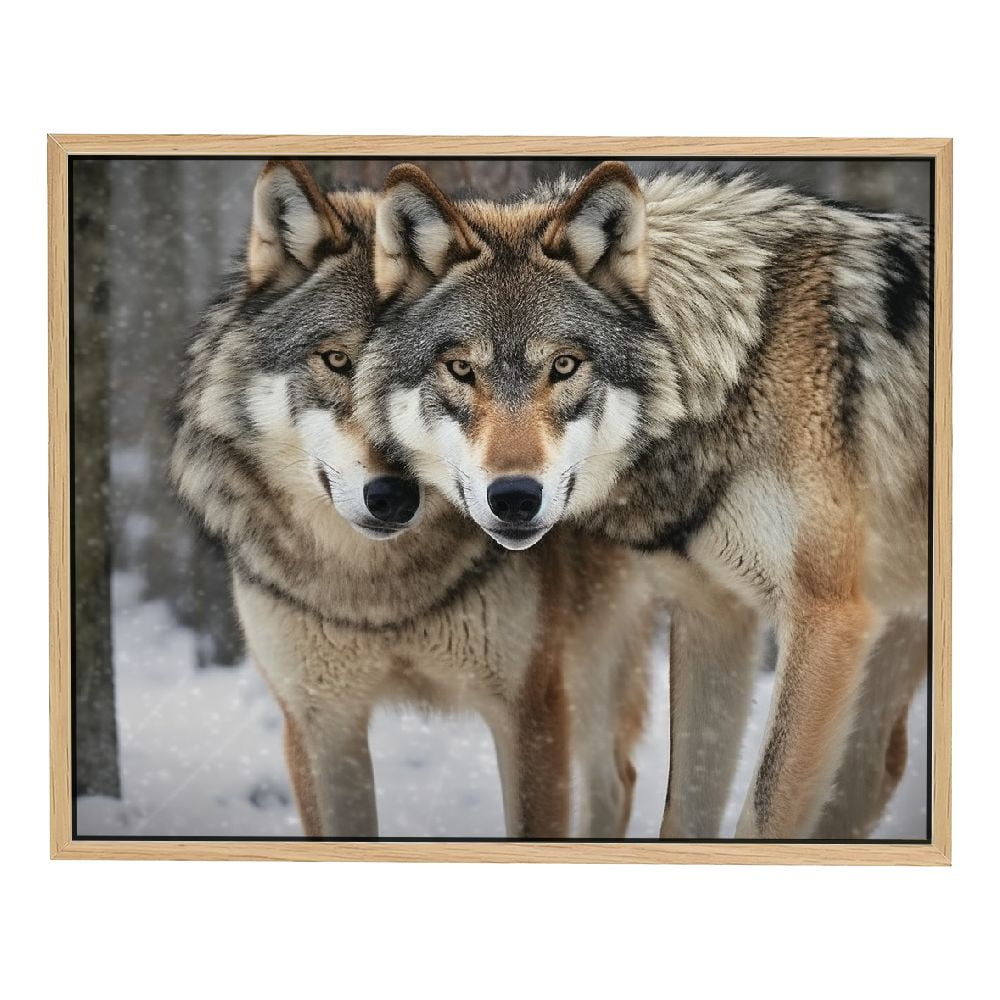 Nawypu Wolves Framed Wall Art Decor: Modern Wildlife Wooden Painting ...