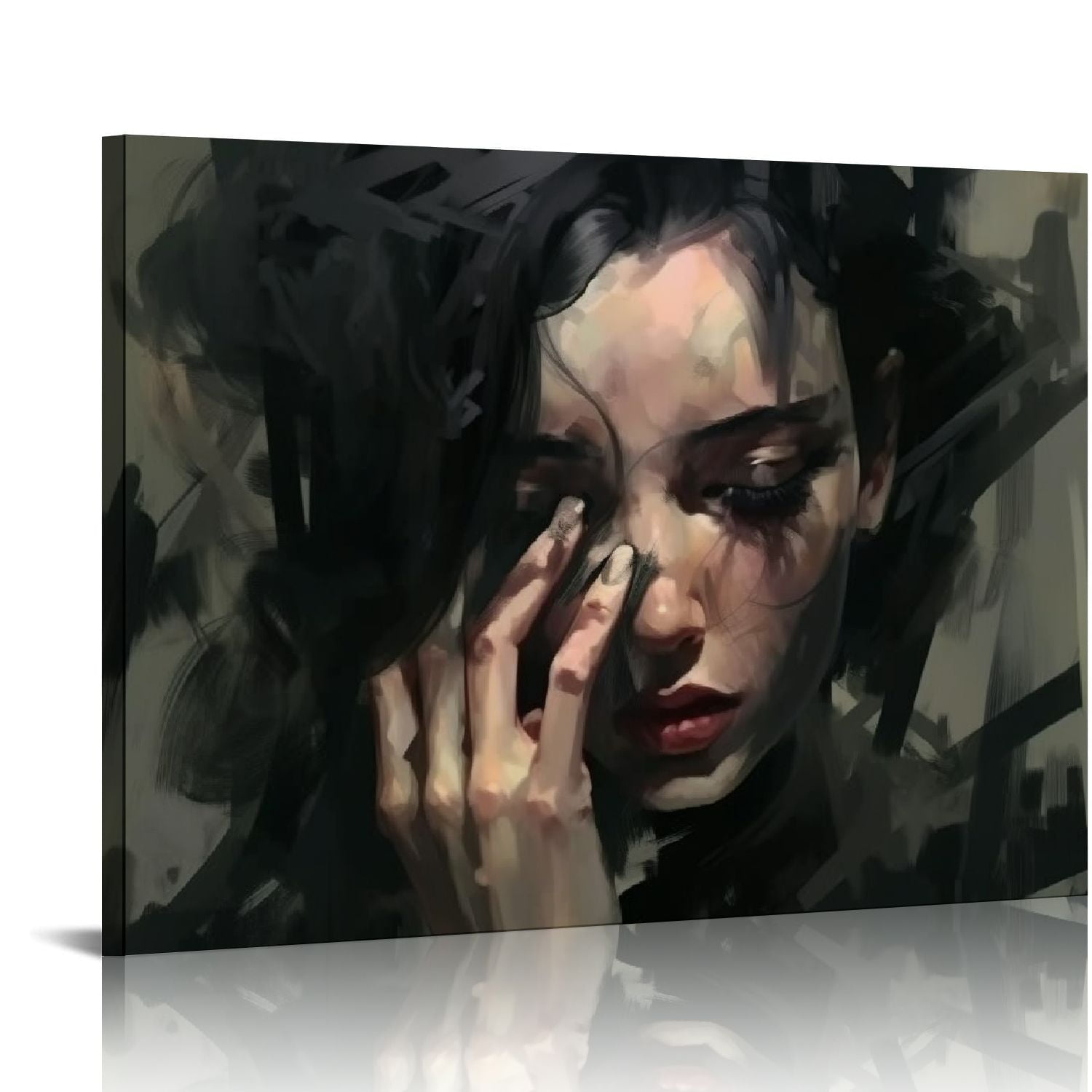 Nawypu Woman Crying Sad Poster Wall Art Paintings Canvas Wall Decor ...