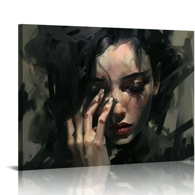 Nawypu Woman Crying Sad Poster Wall Art Paintings Canvas Wall Decor ...