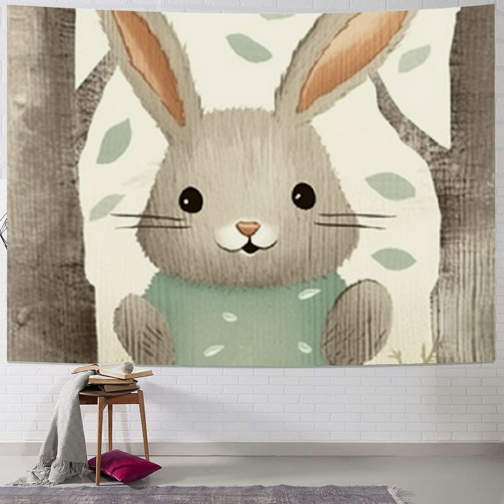 Nawypu Woodland Animal Cute Rabbit Wall Art Tapestry Painting - Walmart.com