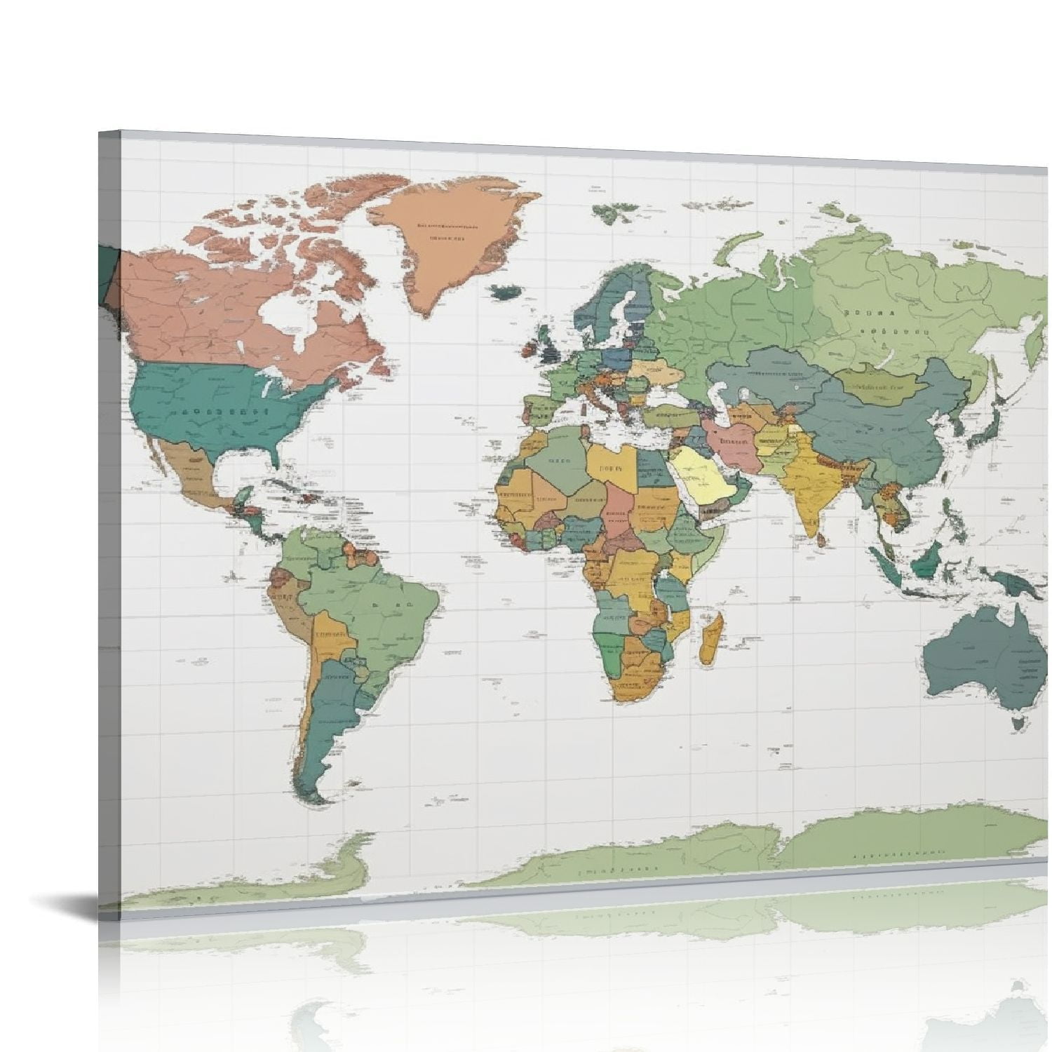Nawypu World Map Wall Art of The World Canvas Wall Decor Poster Framed ...