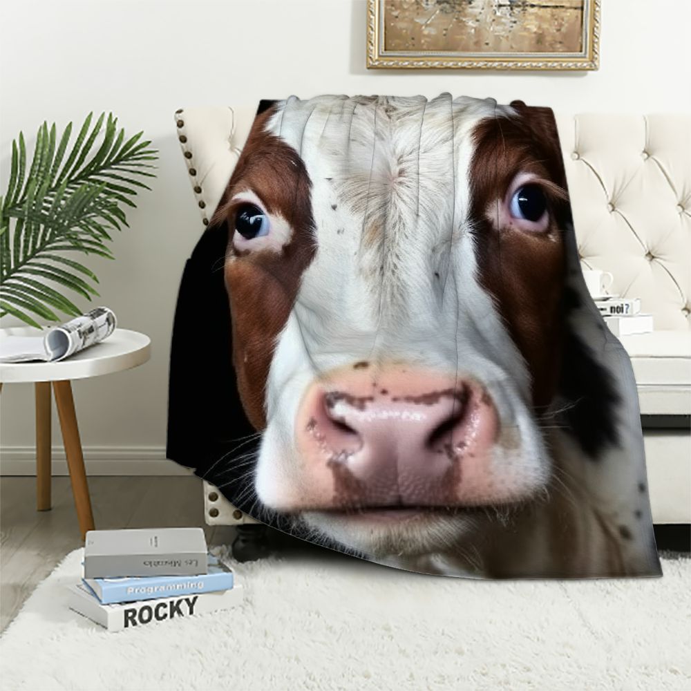 Nawypu YANR Cute Cow Print Blanket Cartoon Cow Print Bedding Sherpa ...