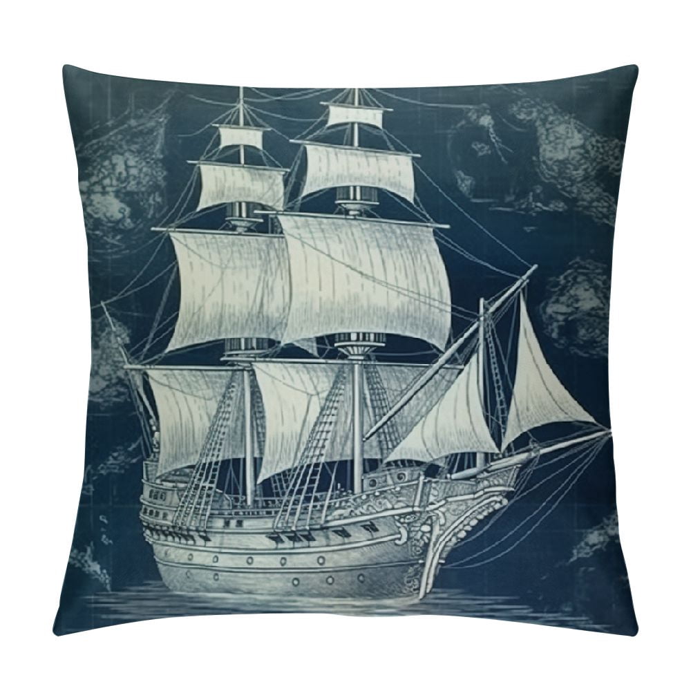 Nawypu YUESHARE Navy Blue Coastal Nautical Anchor Ship Wheel Compass ...
