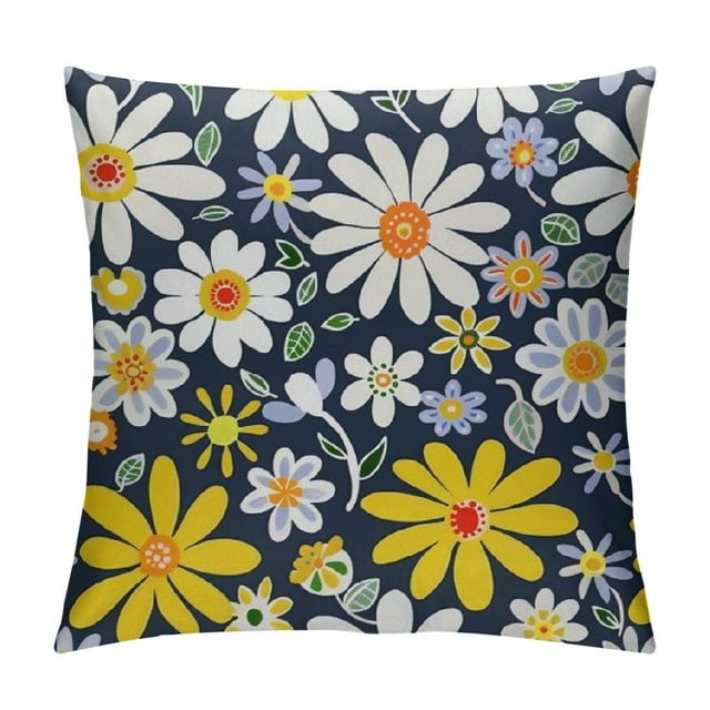 TIAOTIAOHOU Yellow and Blue Decorative Pillow Covers Daisy Sunflower ...