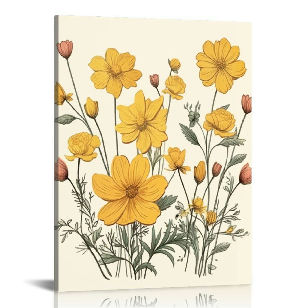 Nawypu Yellow Flowers Wall Art Sunflower Poster Yellow Wall Pictures ...