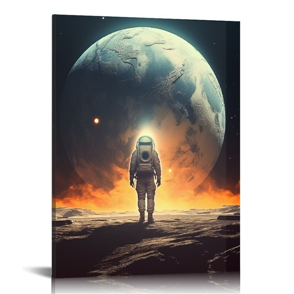 Nawypu Yellow Lighted Canvas Wall Art - Spaceman Walk Under the Street ...