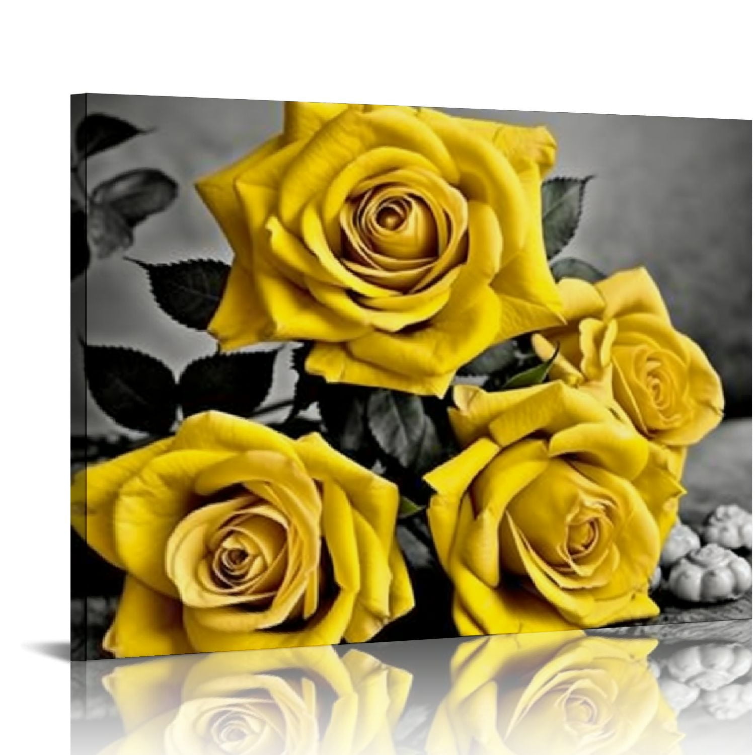 Nawypu Yellow Room Decor for Living Room Rose Flower Canvas Wall Art ...