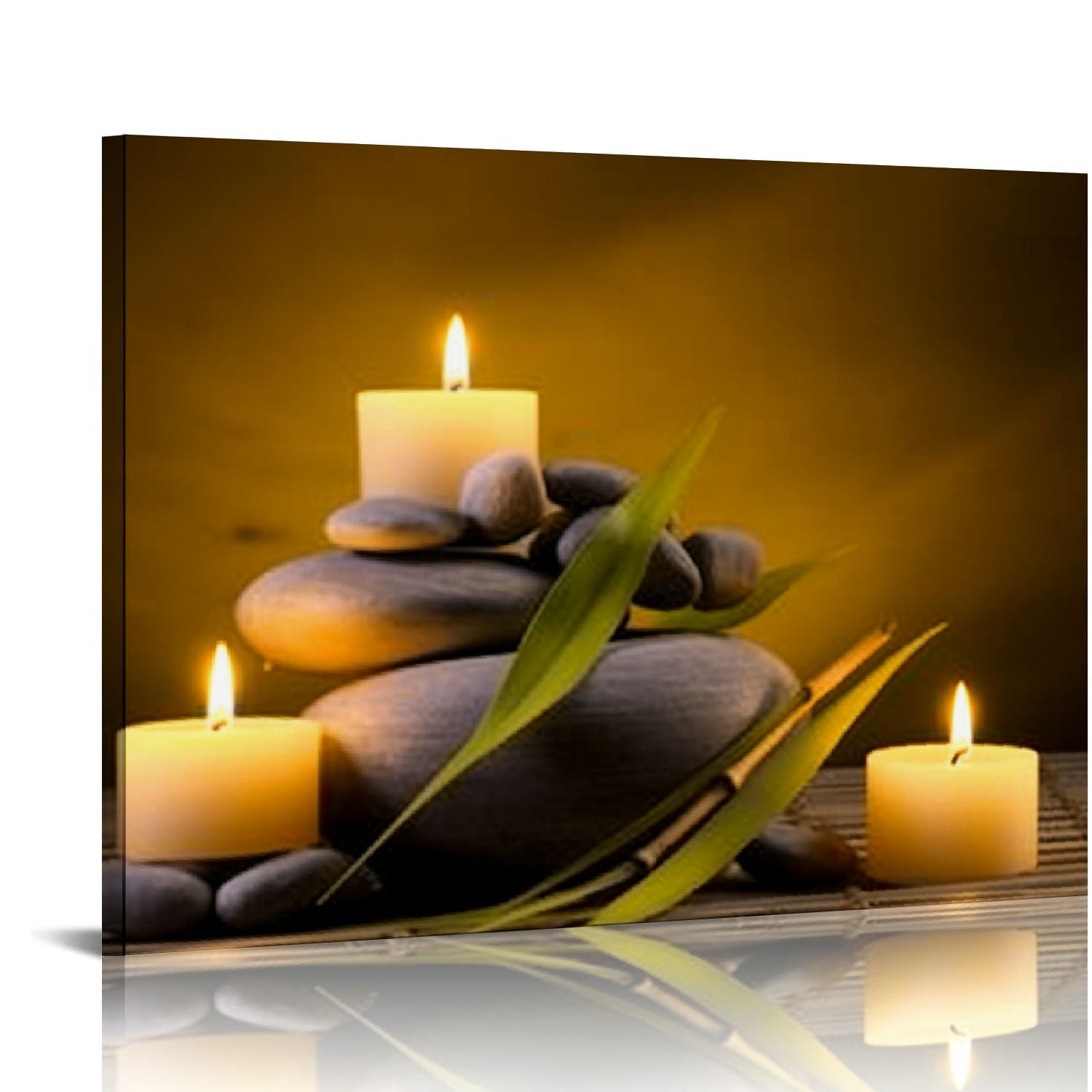 Nawypu Zen Canvas Print Wall Art Candles Floral and Zen Stones Picture ...