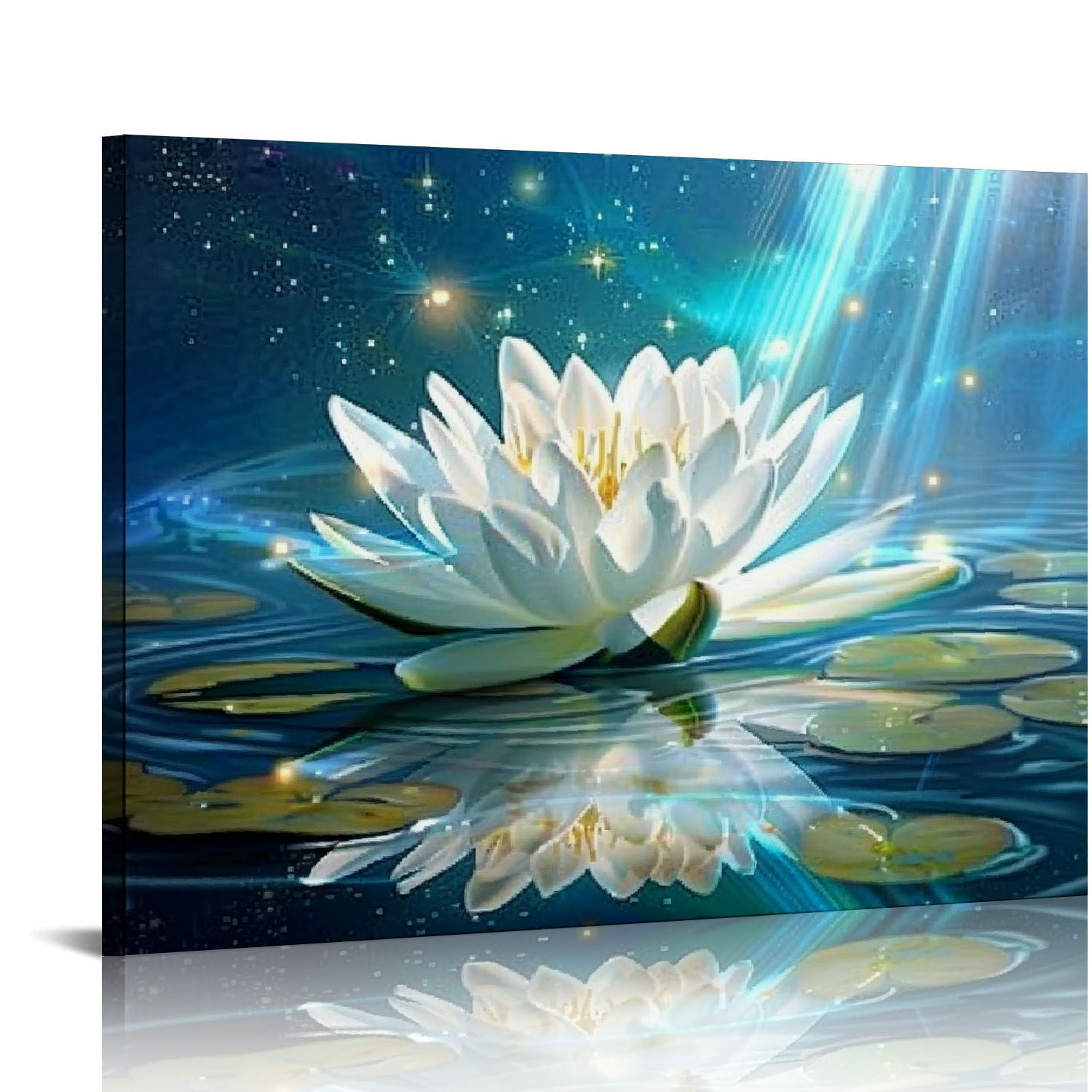 Nawypu Zen Wall Art White Water Lily Canvas Wall Art Lotus Flower Bloom ...
