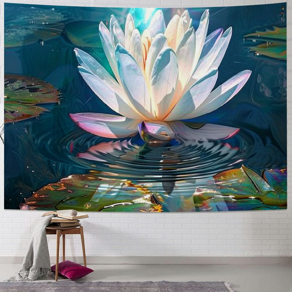 Nawypu Zen White Water Lily Lotus Flower Bloom in Water Print Picture ...