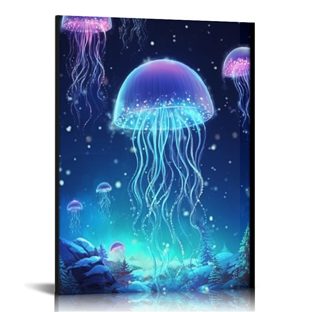 Nawypu blue Ocean Life Theme Canvas Prints Wall Art Paintings for ...