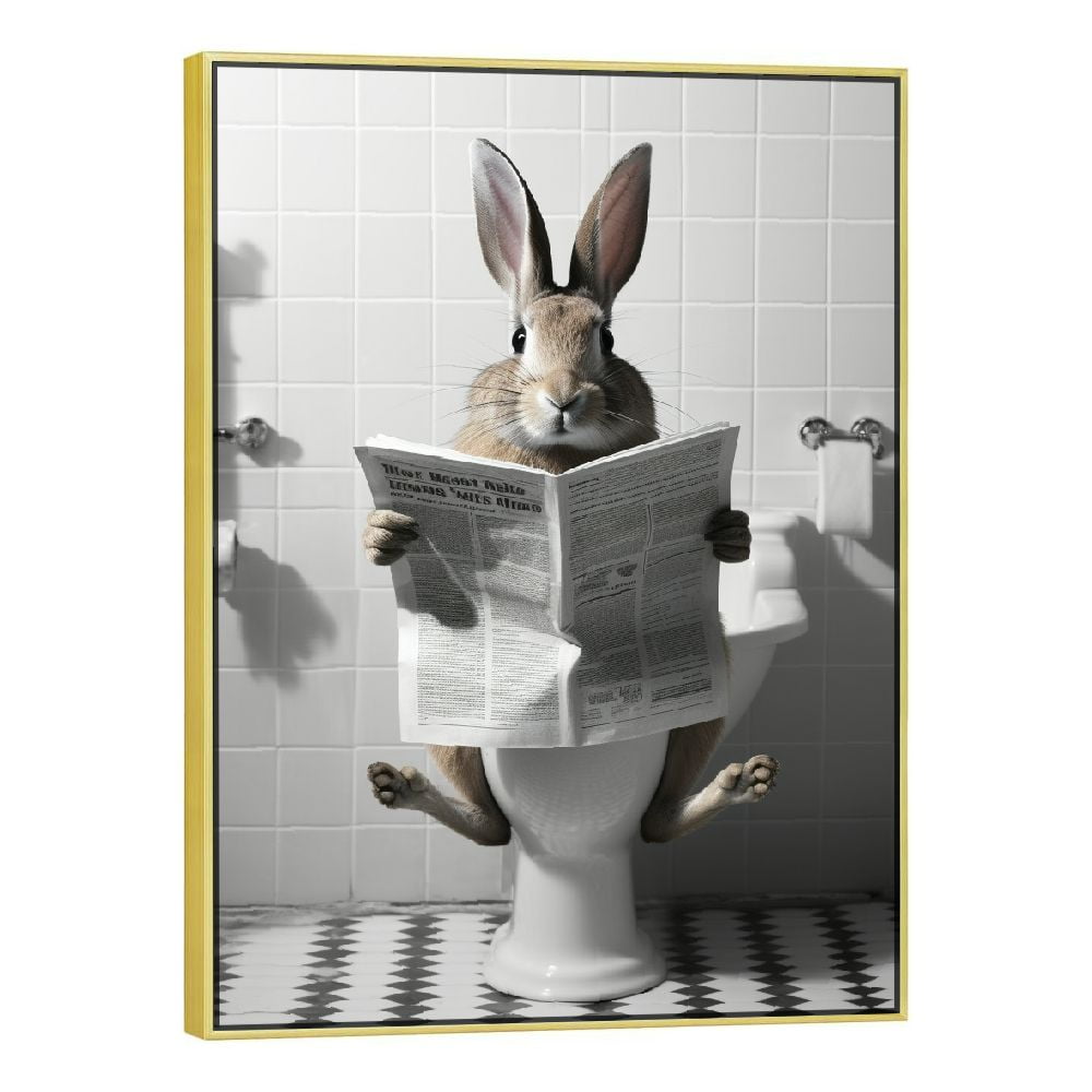 Nawypu funny Bunny Wall Decor for Bathroom - Rabbit Wall Art funny ...