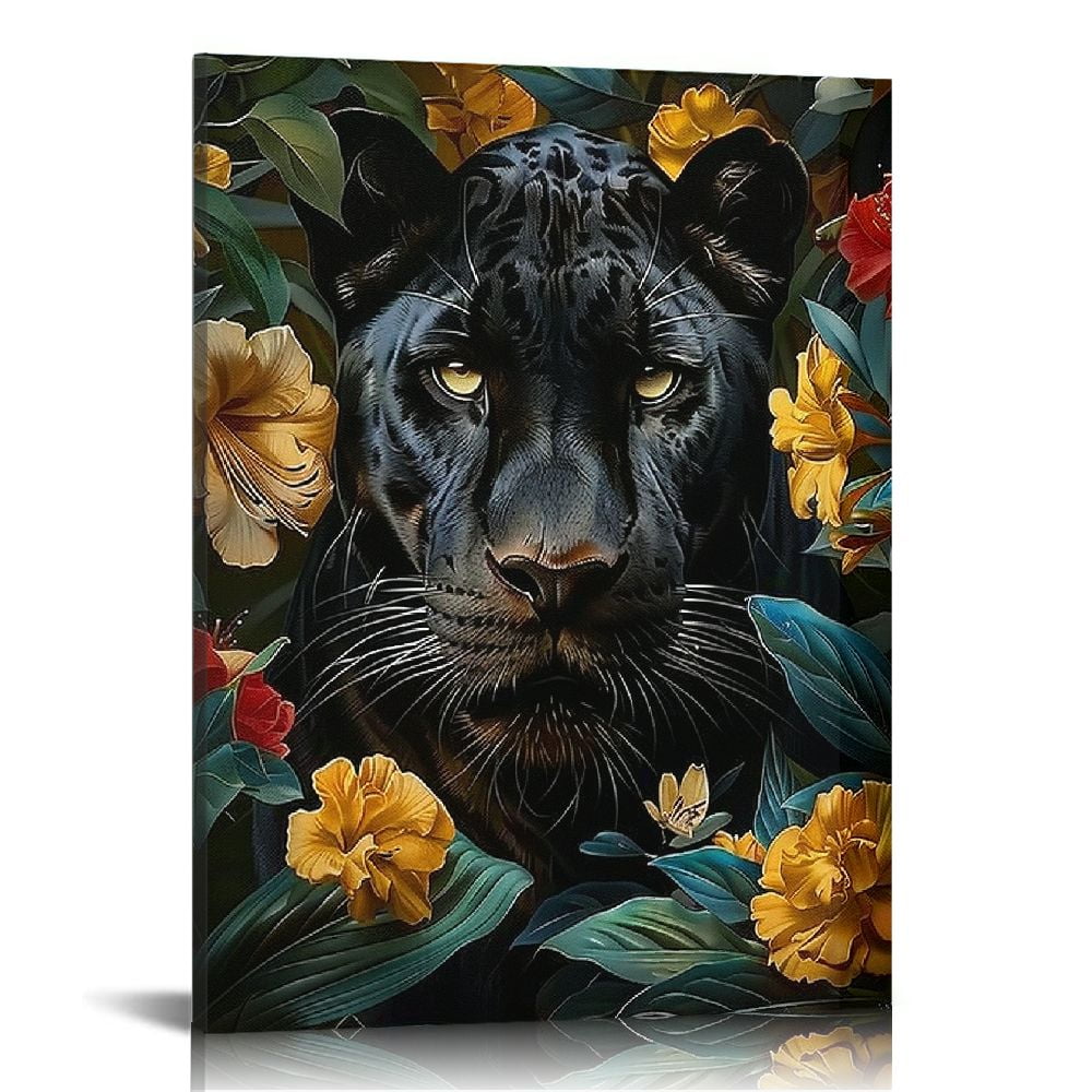 Nawypu king and Queen of Leopards with Crowns Canvas Wall Art Black and ...