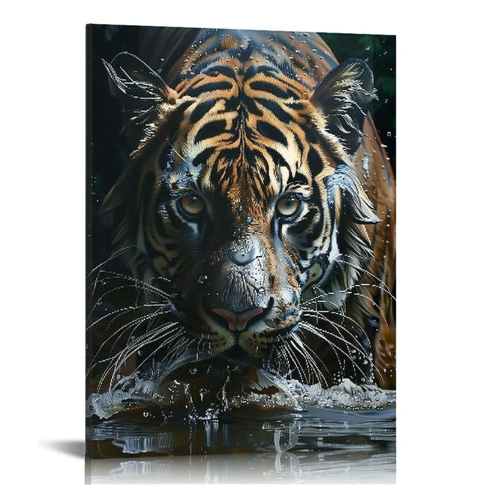 Nawypu king and Queen of Leopards with Crowns Canvas Wall Art Black and ...