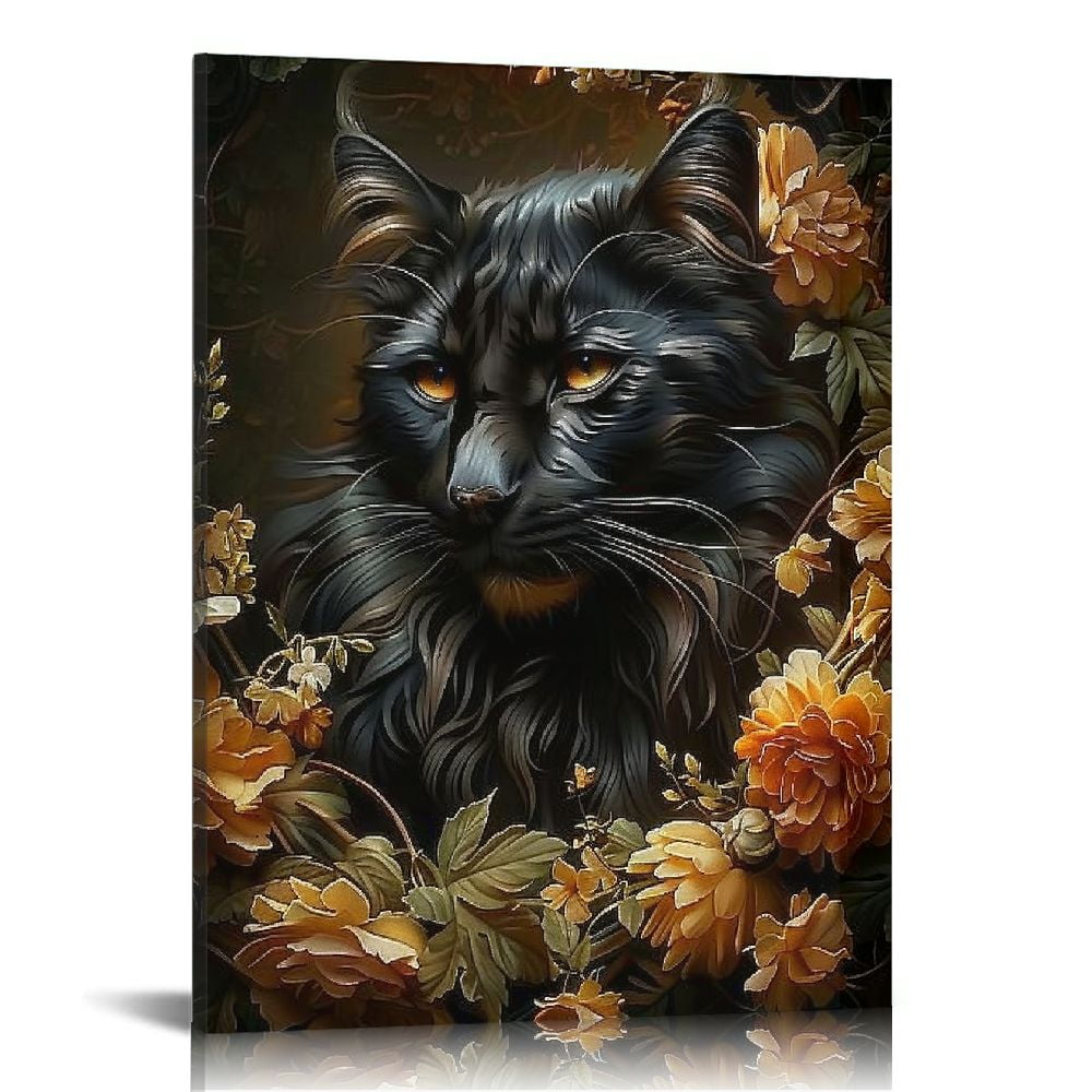 Nawypu king and Queen of Leopards with Crowns Canvas Wall Art Black and ...