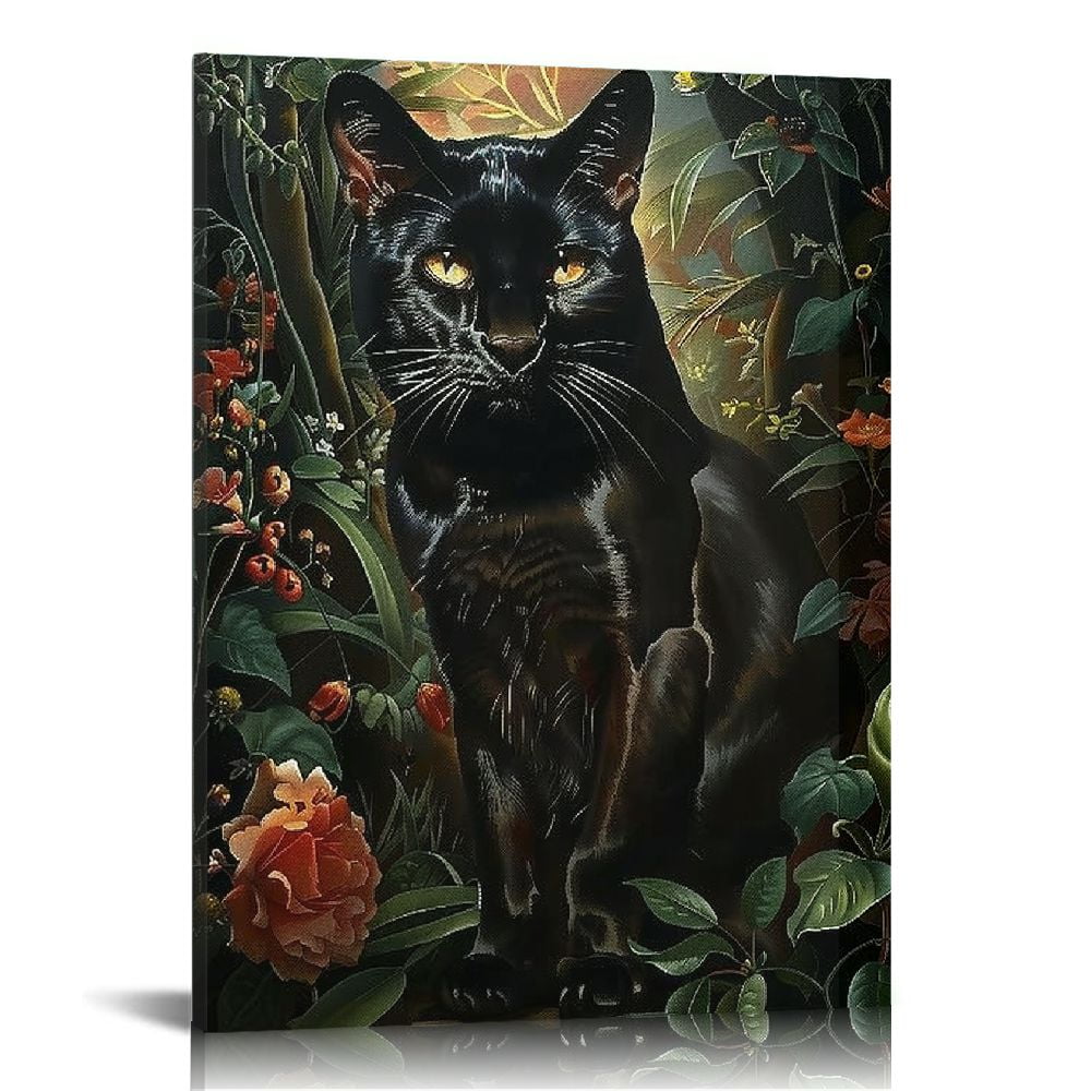 Nawypu king and Queen of Leopards with Crowns Canvas Wall Art Black and ...