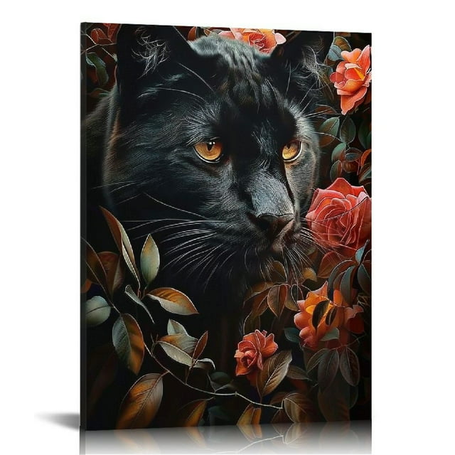 Nawypu king and Queen of Leopards with Crowns Canvas Wall Art Black and ...