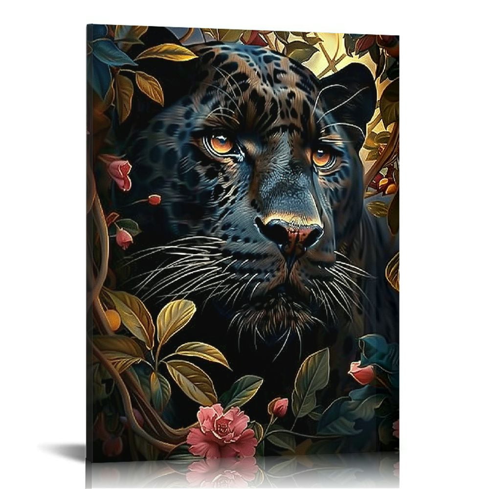 Nawypu king and Queen of Leopards with Crowns Canvas Wall Art Black and ...