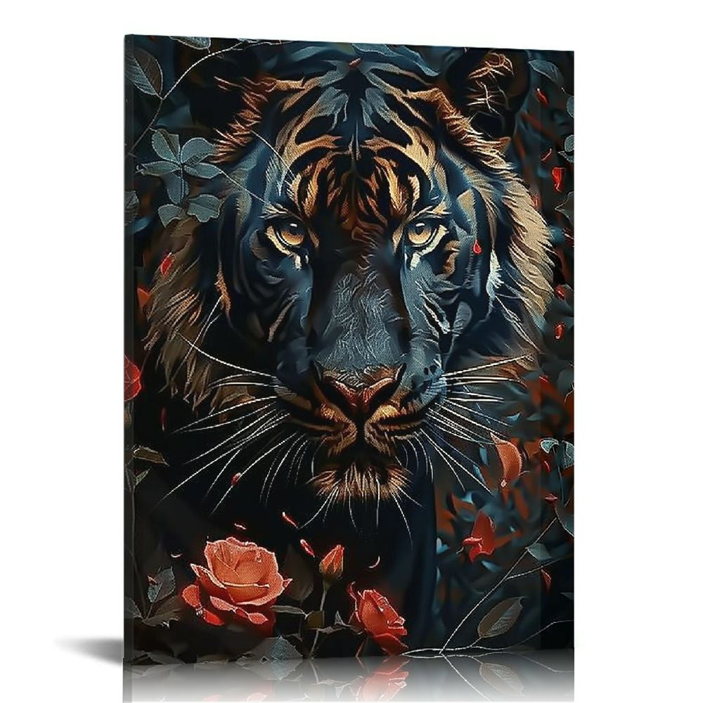Nawypu king and Queen of Leopards with Crowns Canvas Wall Art Black and ...