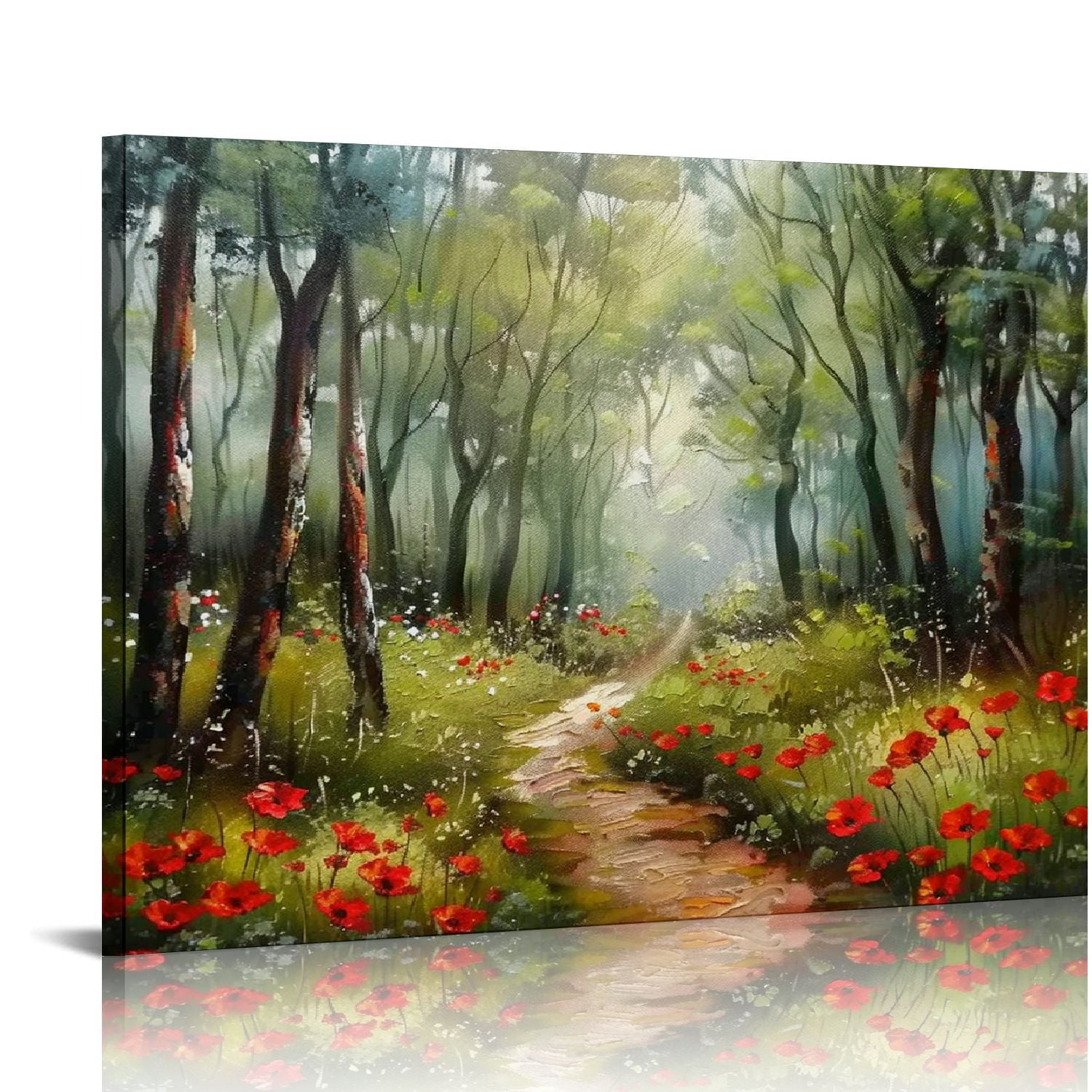 Awypu poppies Wall Decor, Wall Art Green Trees, Red Yellow poppies ...