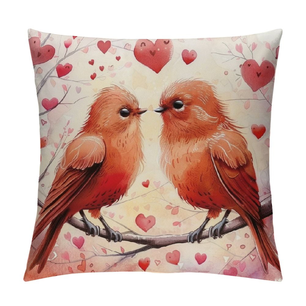 Awypu red Birds Cardinals Throw Pillow Covers Cartoon Heart moderen ...