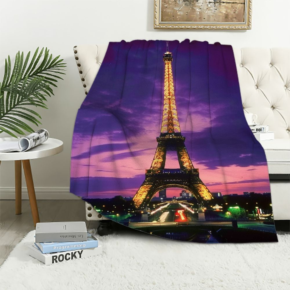 JEUXUS with Eiffel Tower Throw Blanket Super Soft and Cozy Lightweight ...