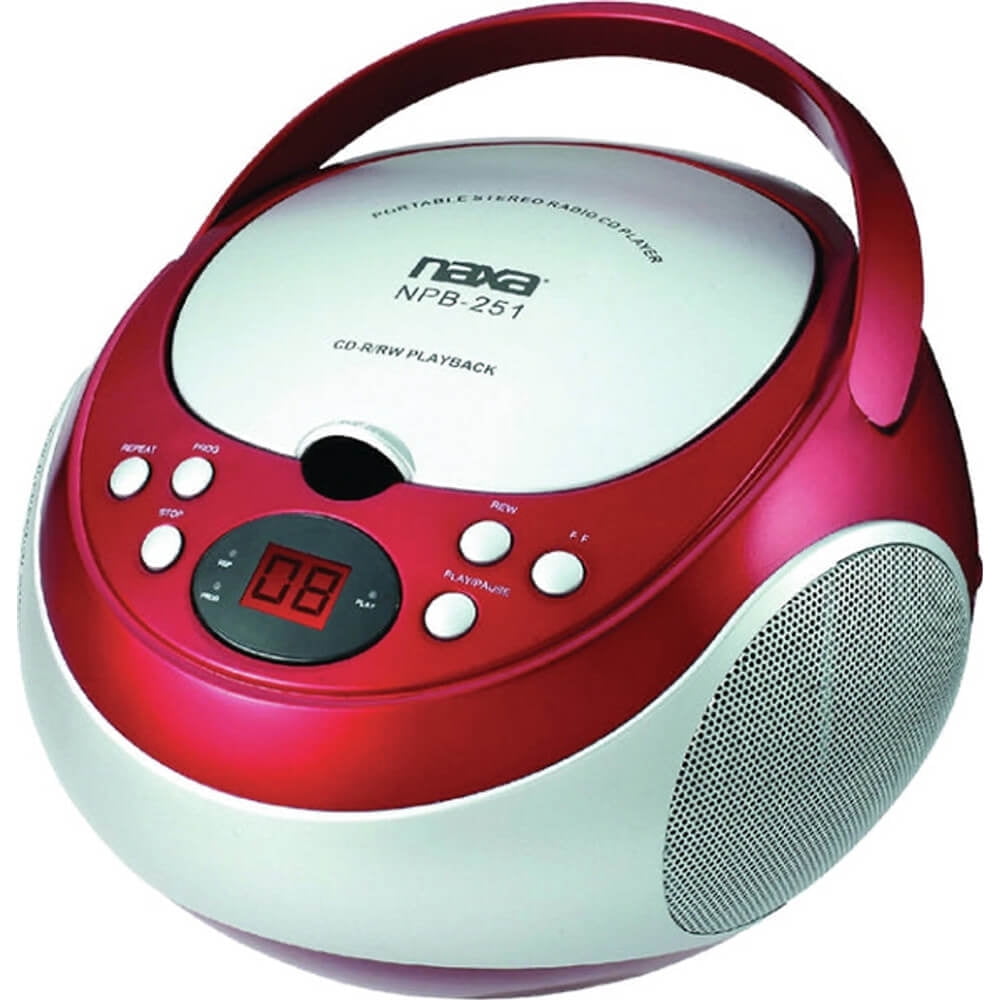 Naxa NPB251RED Portable CD Player with AM/FM Stereo Radio - Red ...