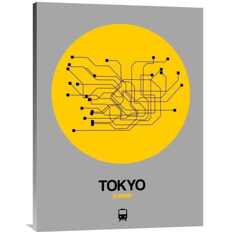 Naxart Studio 'Tokyo Yellow Subway Map' Stretched Canvas Wall Art 36 ...
