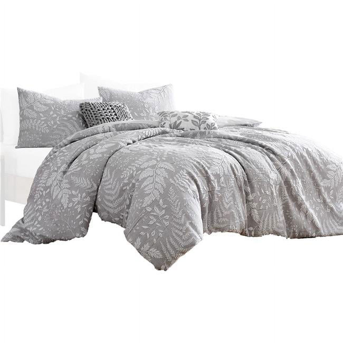 Naxo Jacquard Matelasse Comforter Duvet Cover Set, Gray & Ivory - Queen ...
