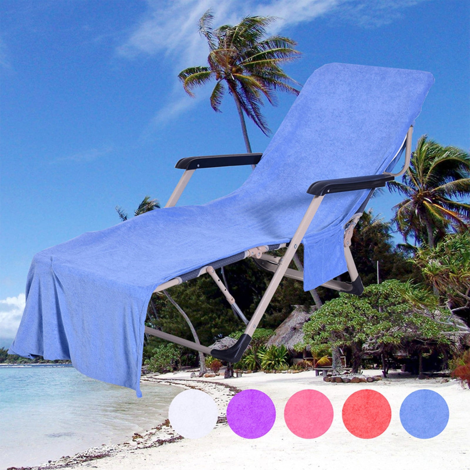 Naxoaeo Beach Chair Towel Chaise Lounge Cover with Pockets Pool Chair ...
