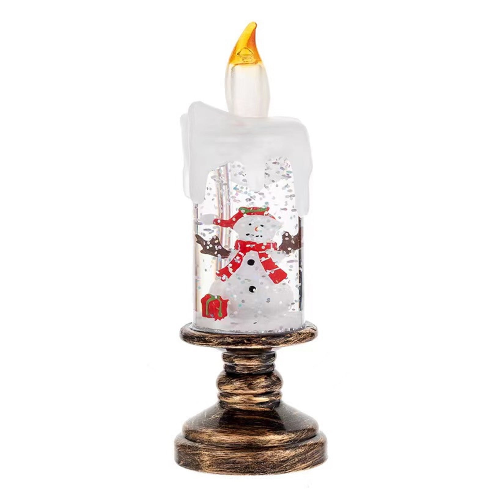 Naxoaeo Christmas Flameless Candle Snow Globe Music Box, Water ...