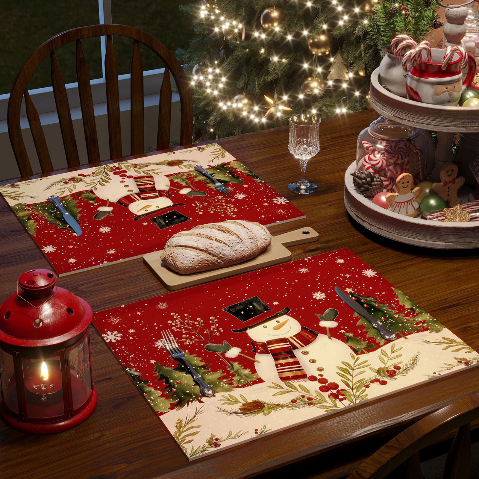 Naxoaeo Christmas Placemats, Plastic Christmas Place Mats Christmas ...