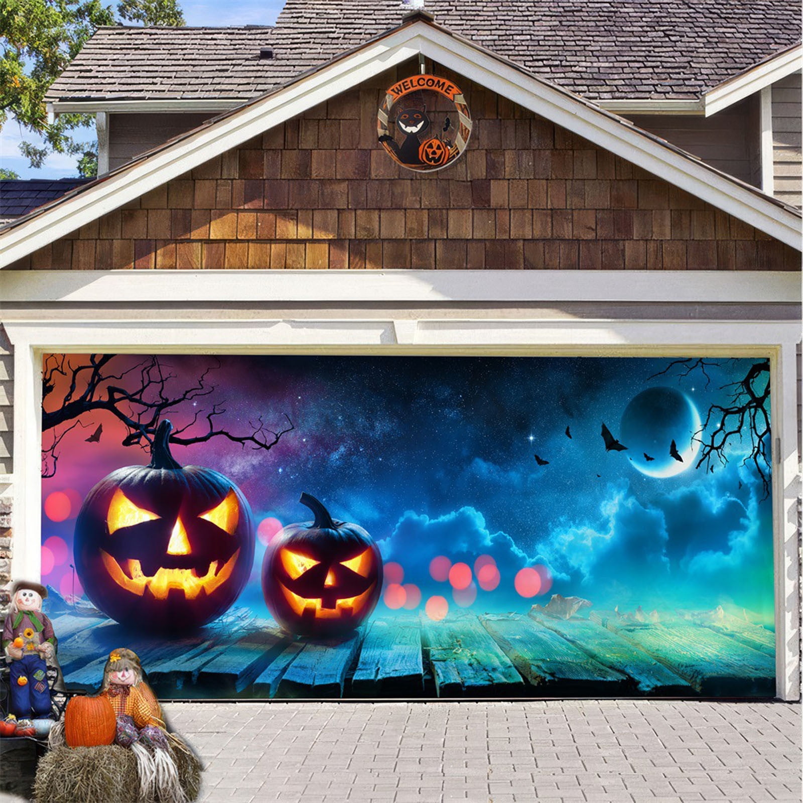 Naxoaeo Clearance Halloween Backdrop Horror Moon Night Halloween ...