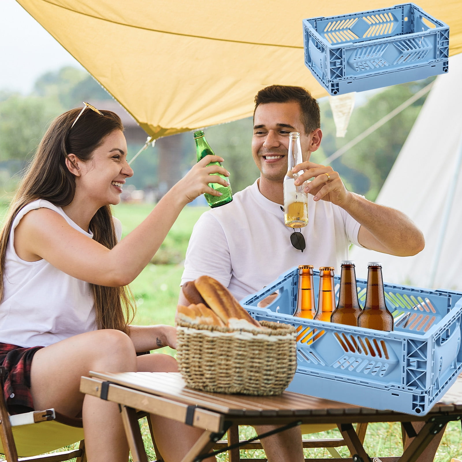 Naxoaeo Clearance Heavy Duty Collapsible & Stackable Plastic Milk Crate ...