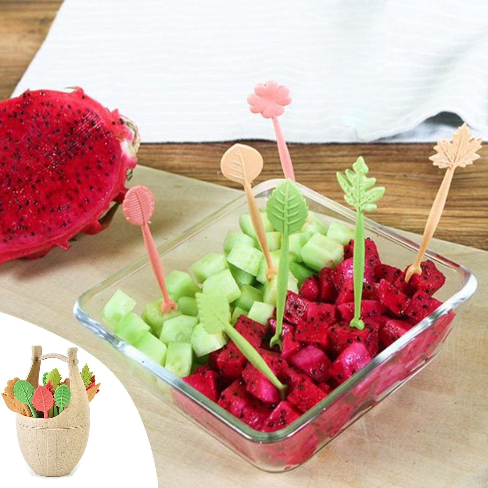 Naxoaeo Clearance Leaf in Barrel Shaped Flatware Salad forks Fruit Cake ...