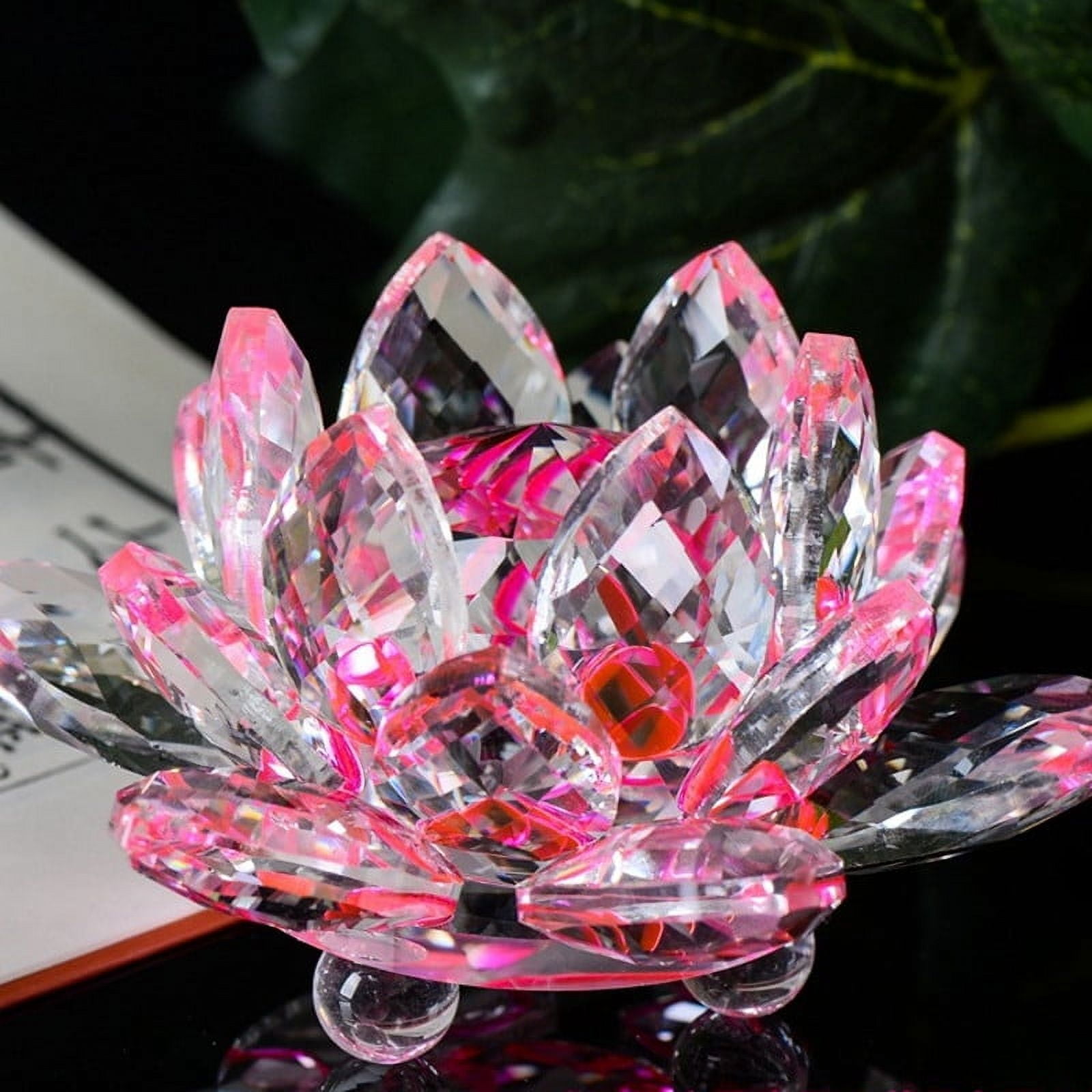 Naxoaeo Sparkle Crystal Lotus Flower Figurines Decorative Lotus Flower ...