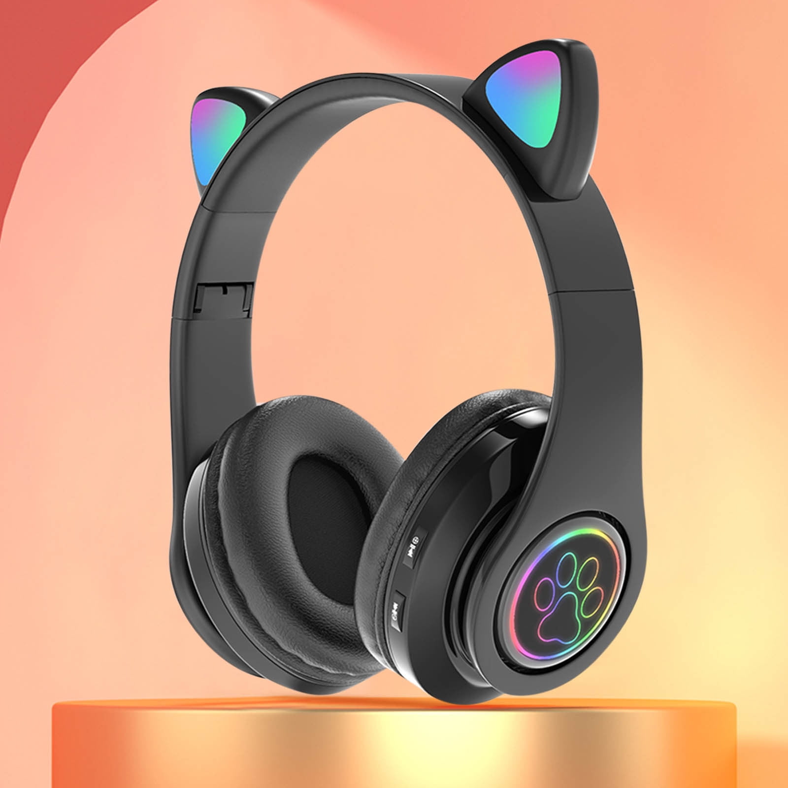 Naxoaeo Clearance Wireless Headphones for Kids, Cat Ear LED Light Up ...