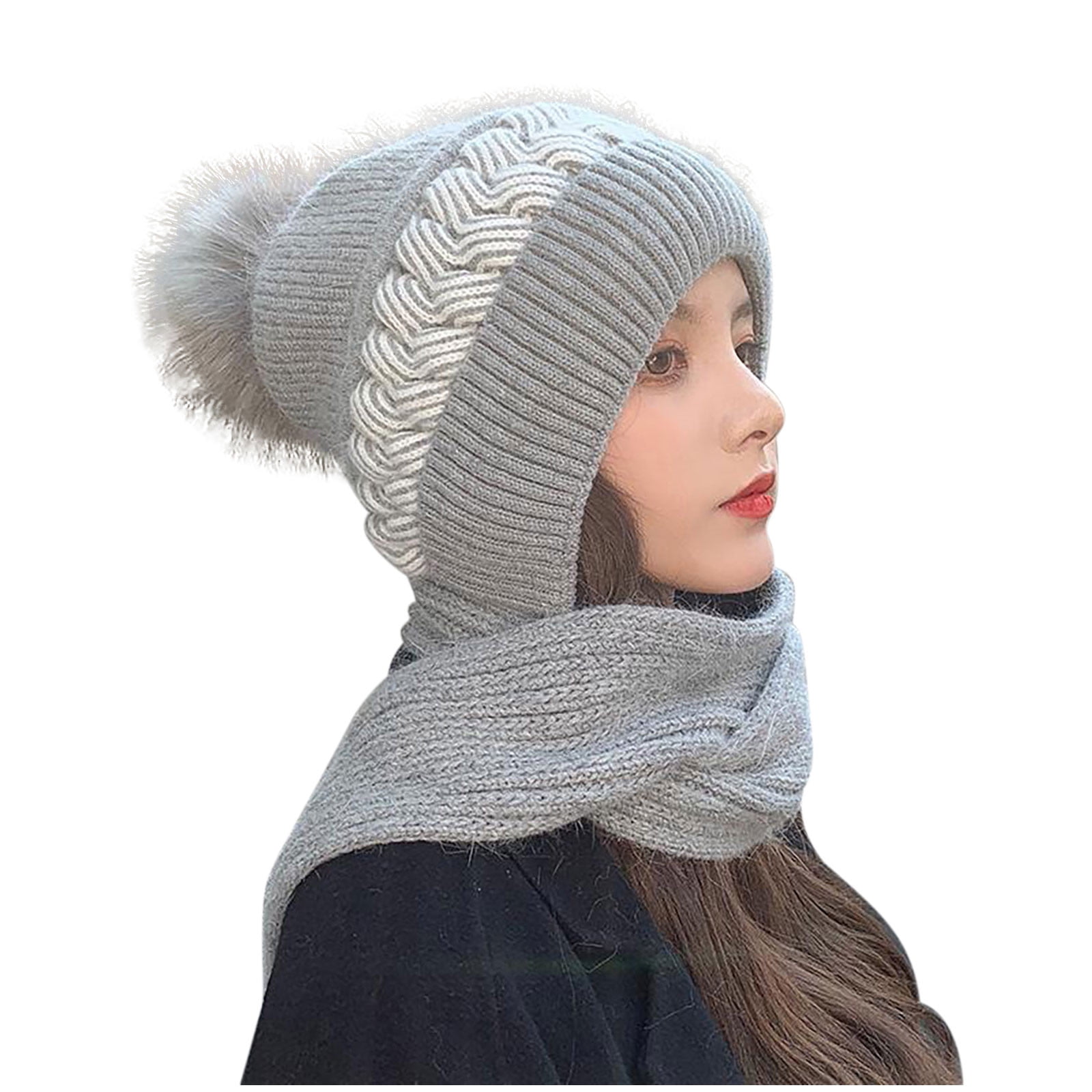 Naxoaeo Clearance Womens Beanie and Scarf Set for Girls Warm Knit ...