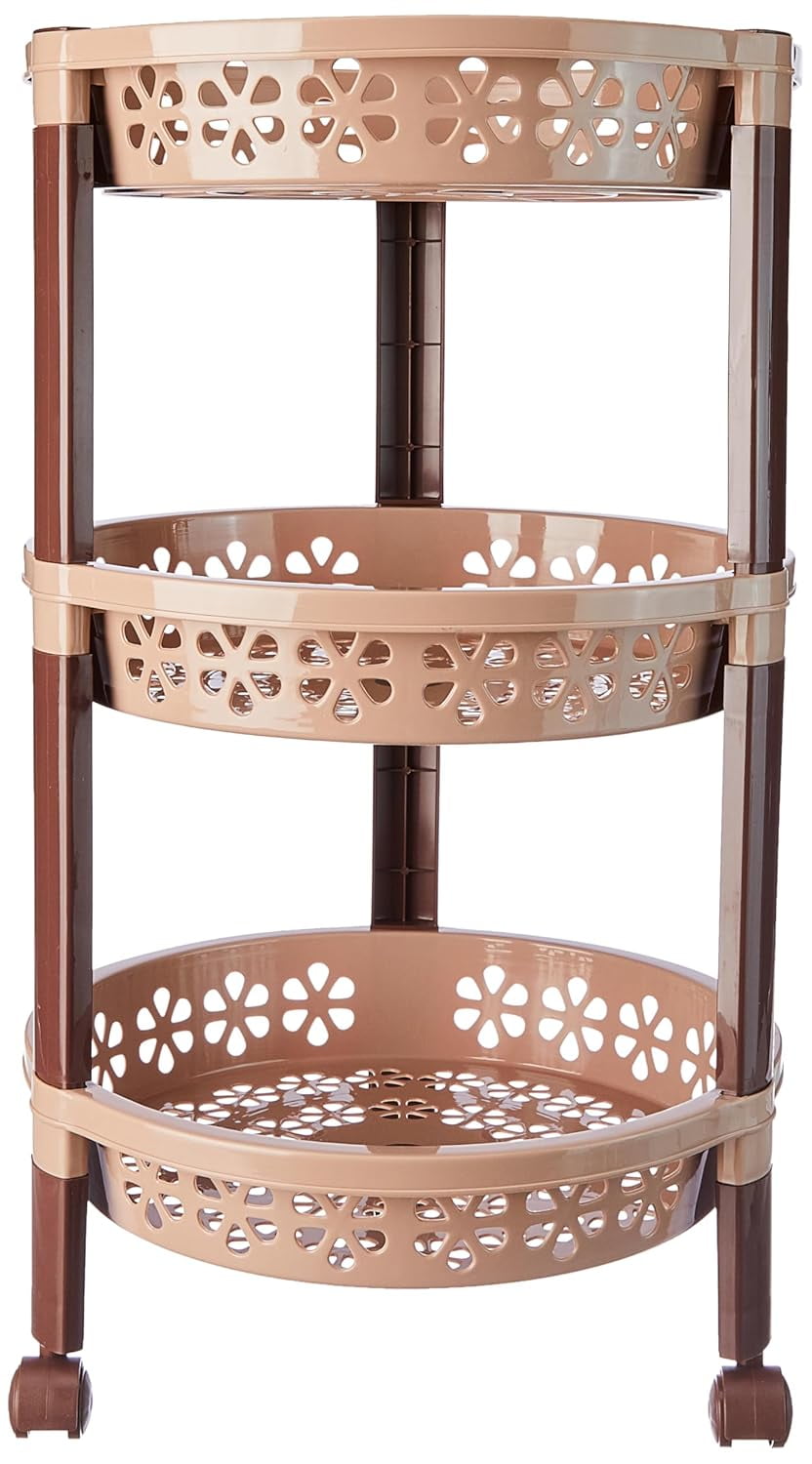Nayasa Candy Round Trolley 3 Layers Kitchen Organizer Stand for Kitchen ...