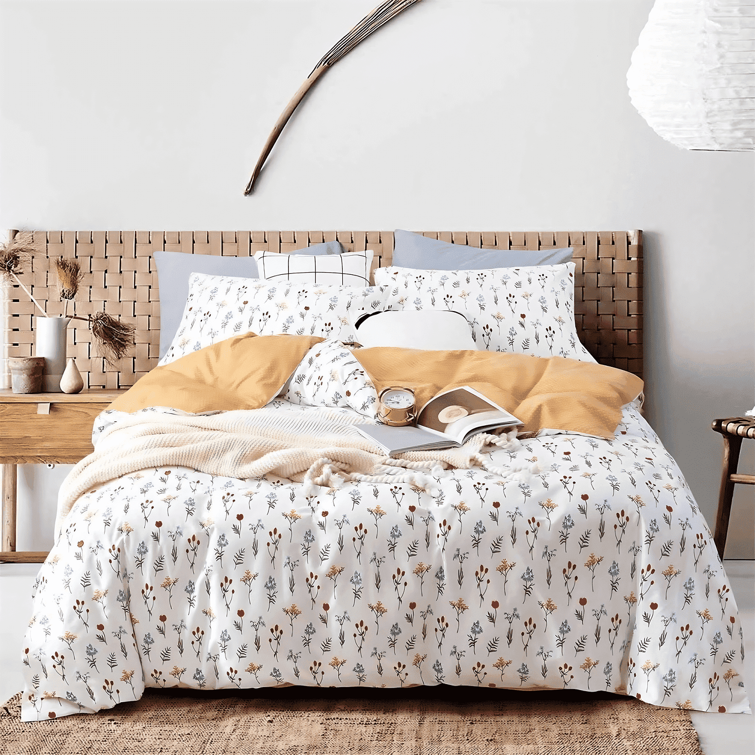 Nayoroom 100% Organic Cotton Duvet Cover Set, 3 Pieces Vintage Khaki ...