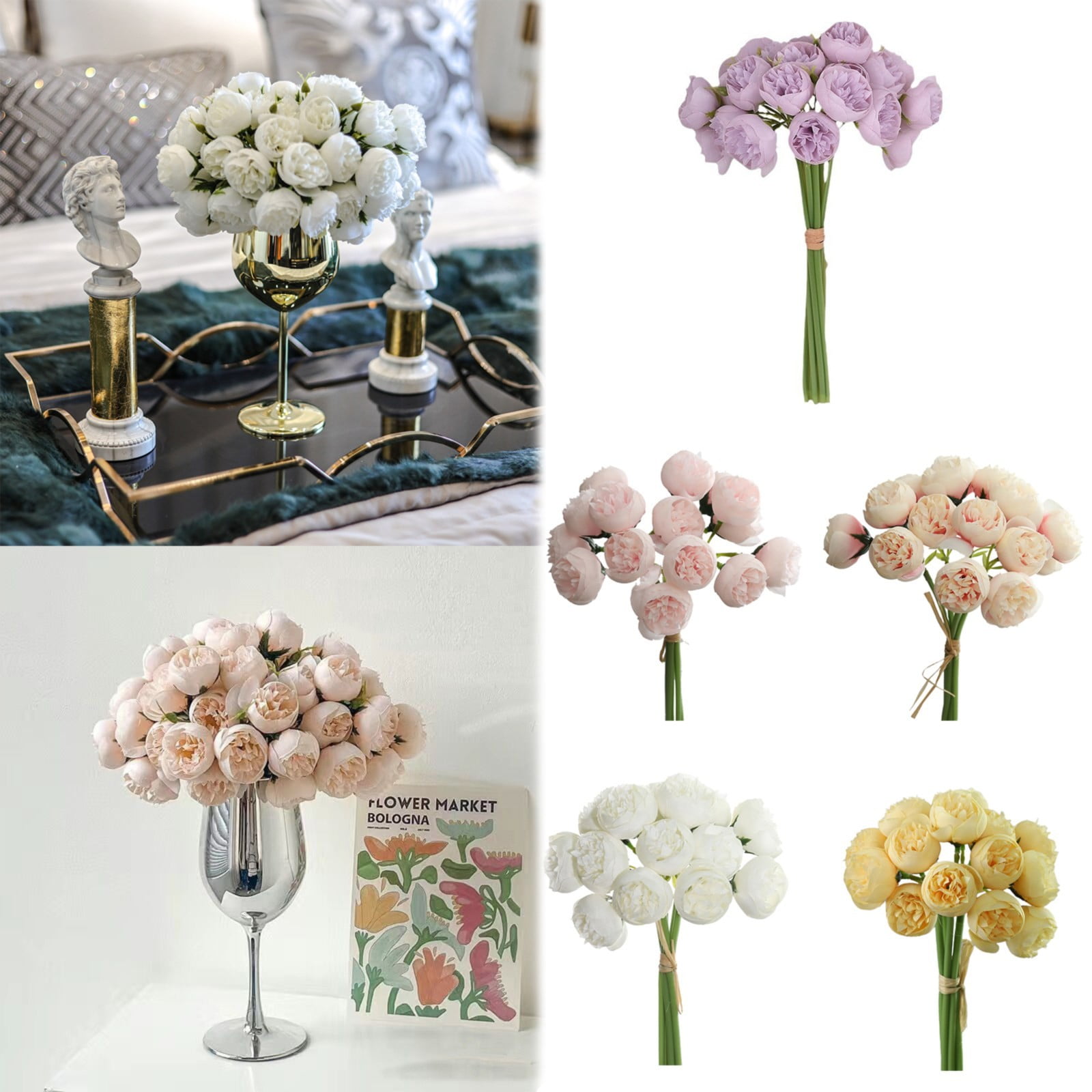 Nayueo Clearance 27 Heads Roses Artificial Flower Faux Silk Mini Roses ...